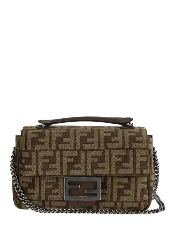 Fendi Baguette Monogram Jacquard Shoulder Bag - Brown