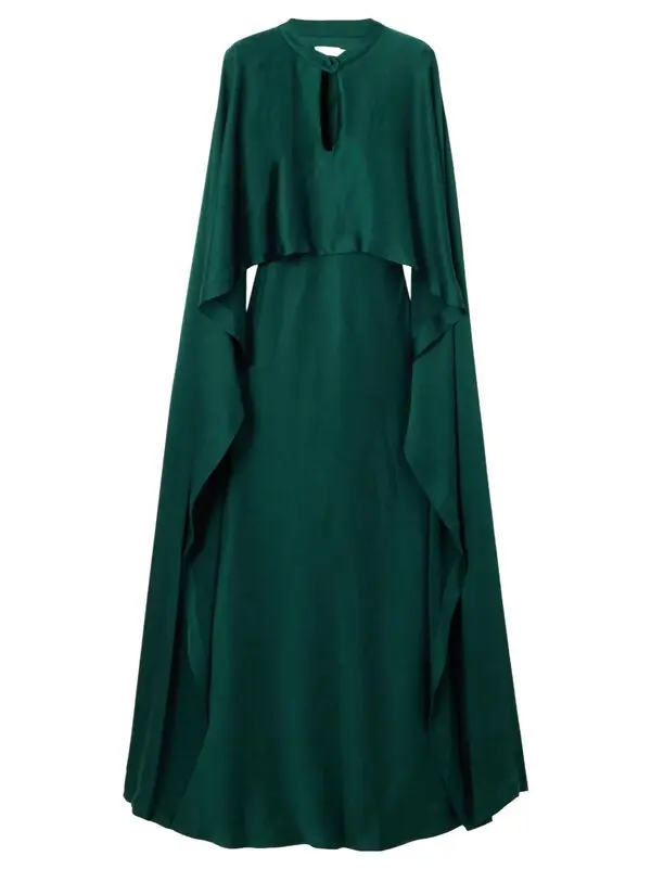 Simkhai Amory Cape-effect Draped Satin Gown - Green