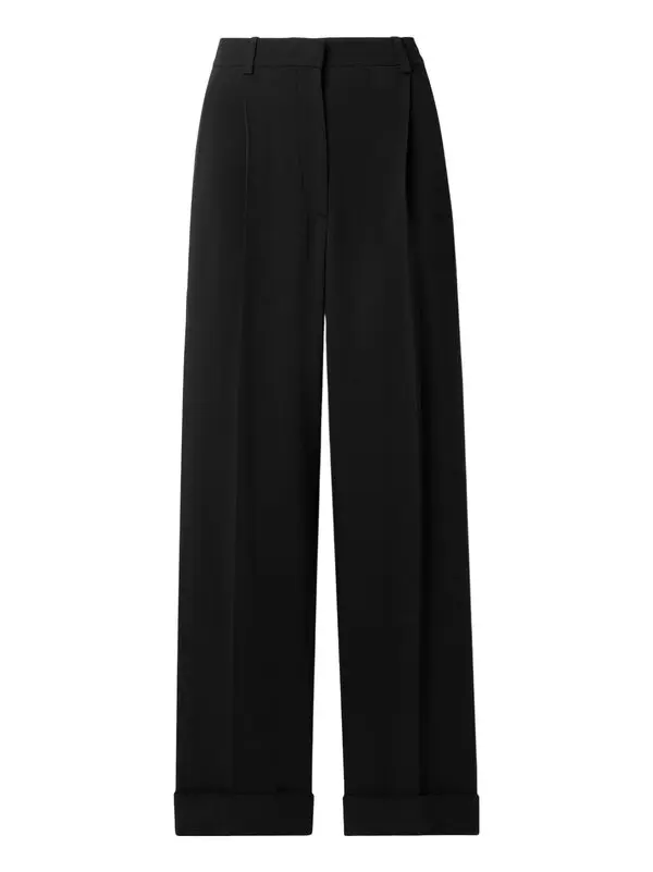 THE ROW Pleated Wide-leg Trousers - Black