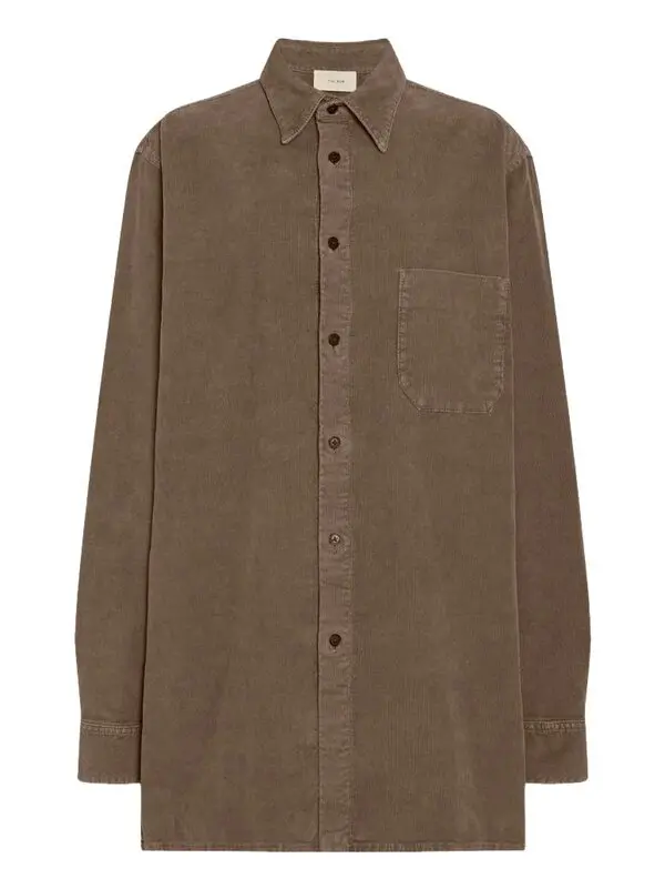 THE ROW Corduroy Long-sleeve Shirt With Chest Pocket - Camel