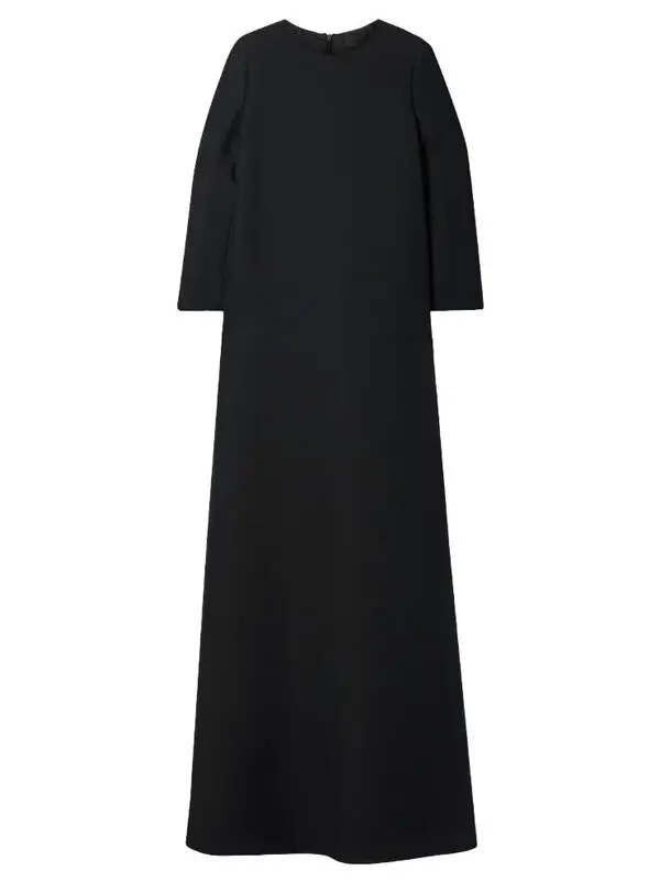 THE ROW Long-sleeved Wool Silk Blend Maxi Dress - Black