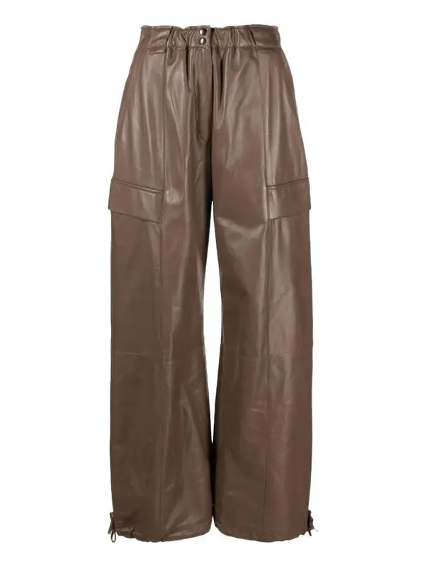 Brunello Cucinelli Wide-leg Leather Trousers - Brown
