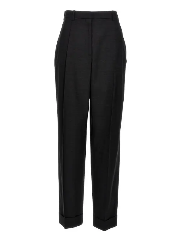 THE ROW Pleated Straight Leg Trousers - Grey