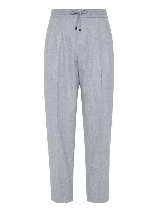 Brunello Cucinelli Pleated Tapered Leg Trousers - Grey