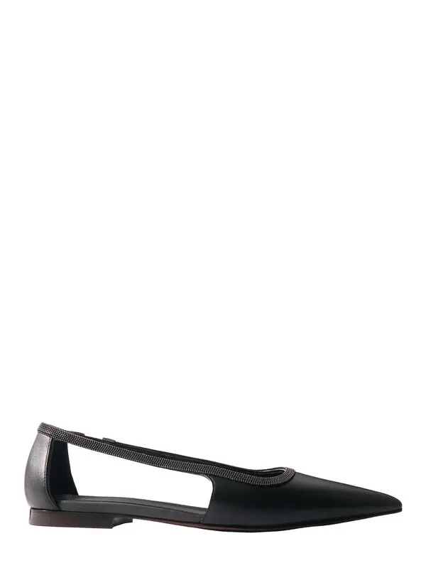 Brunello Cucinelli Monili Cut-out Pointed Flats - Black