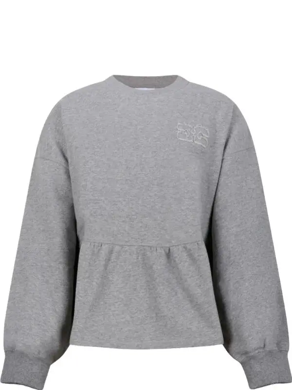 GANNI Peplum Hem Crewneck Sweatshirt - Grey