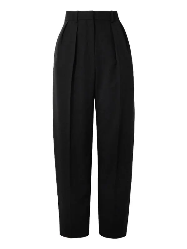THE ROW Corby Pleated Wool Tailored Trousers - Black