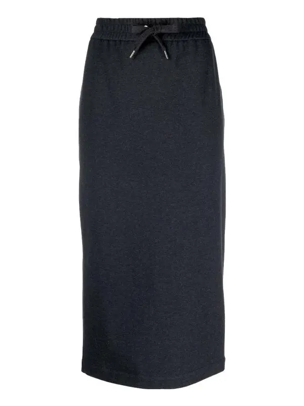 Brunello Cucinelli Drawstring Midi Skirt - Black