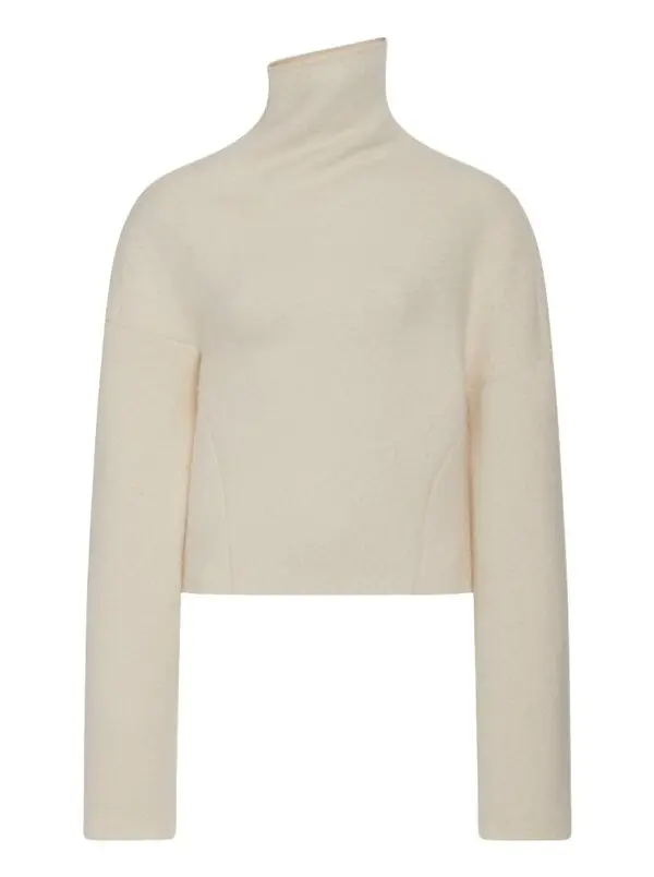 THE ROW High-neck Knitted Jumper With Asymmetrical Detail - Shell Color