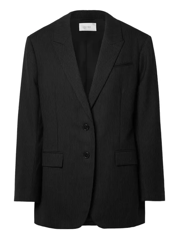 THE ROW Lapel Long-sleeved Suit Coat - Black