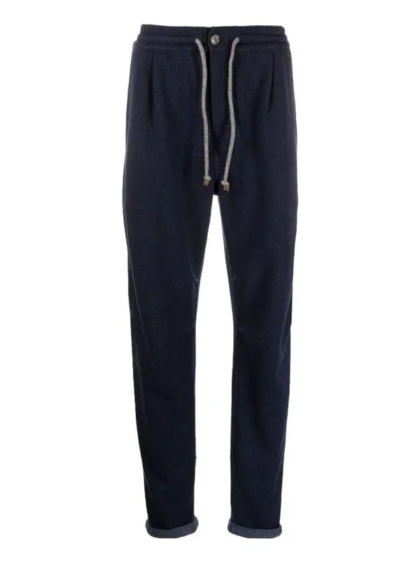 Brunello Cucinelli Drawstring-waist Cashmere Straight-leg Trousers - Black