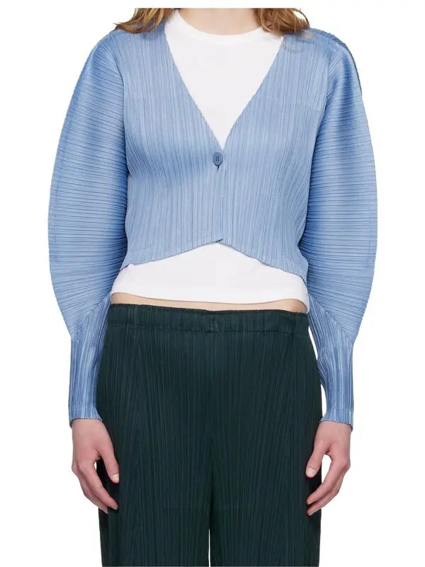 PLEATS PLEASE BY ISSEY MIYAKE Puffy V-neck Top - Blue