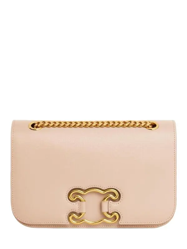 Celine Medium Triomphe Frame Bag In Shiny Calfskin - Nude