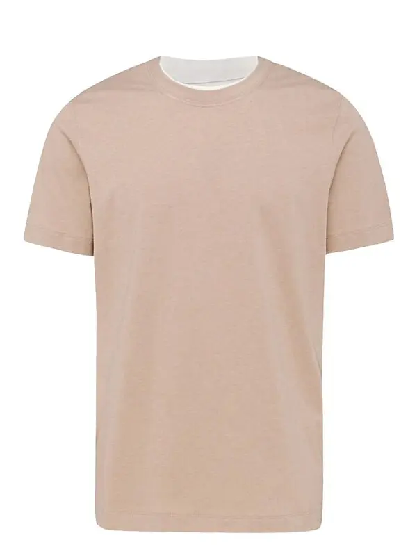 Brunello Cucinelli Contrast-trim Cotton T-shirt - Nude