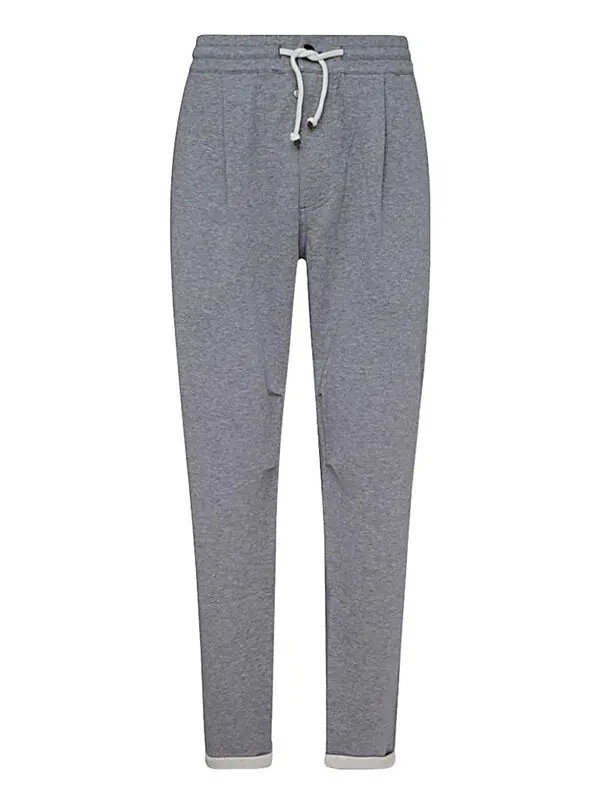 Brunello Cucinelli Drawstring Pleated Straight-leg Trousers - Gray