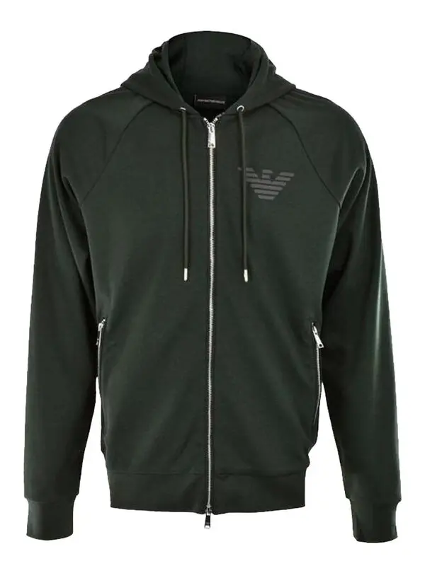 Emporio Armani Logo Detail Hooded Jacket - Black