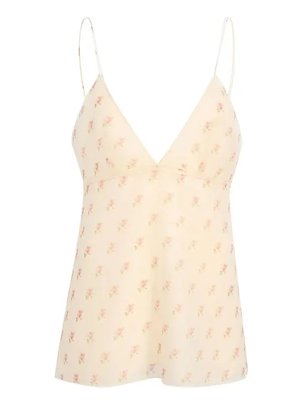 Khaite Timy Floral Print V-neck Camisole - Soft Pink