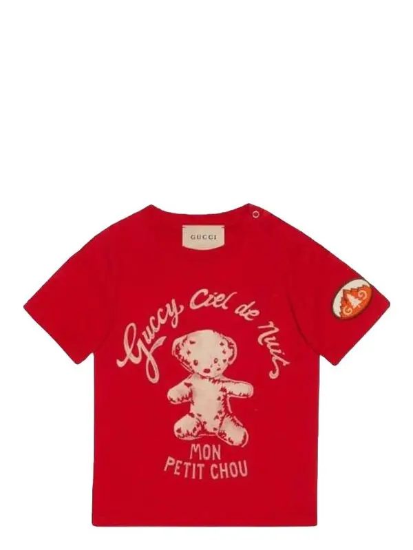 Gucci Teddy Bear Print T-shirt - Red