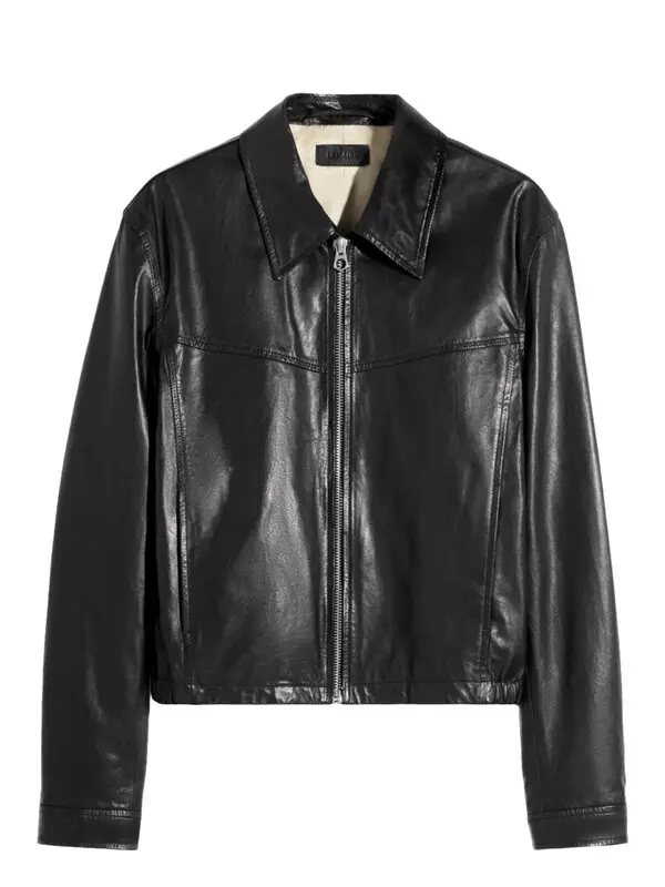 LEMAIRE Zip-up Leather Jacket - Black