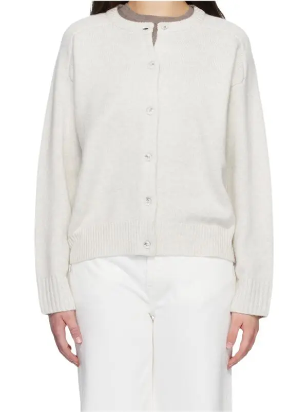 Loulou De Saison Rib-knit Crewneck Cardigan - Light Grey Melange