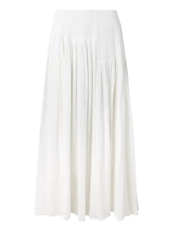 THE ROW Pleated Gauze Maxi Skirt - Ivory