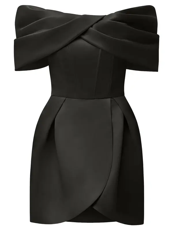 TIA DORRAINE Love In Bloom Off-shoulder Mini Dress - Black