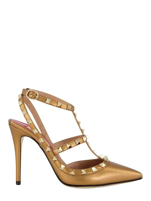 Valentino Garavani Rockstud Leather Pumps - Gold
