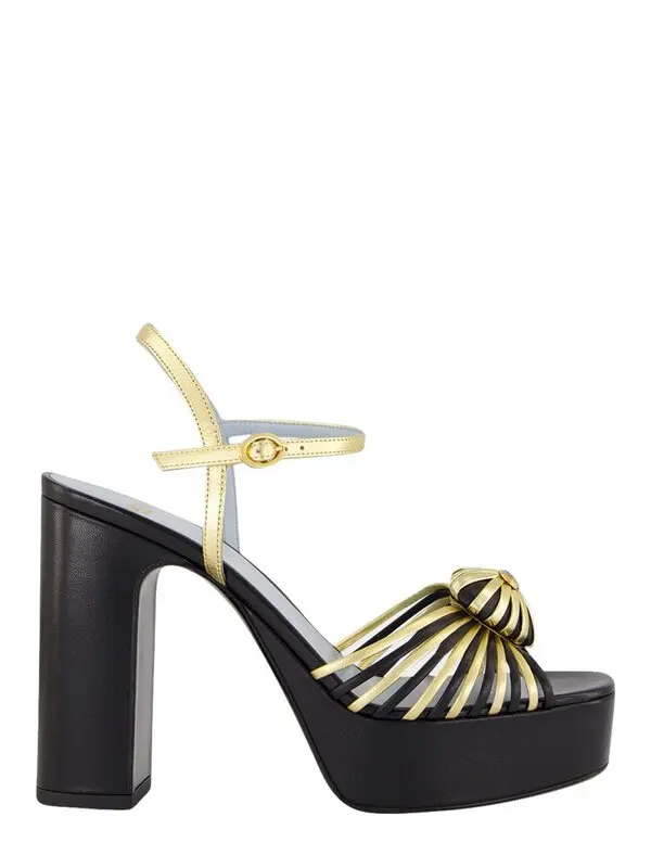 Valentino Garavani Gold And Platform Sandals - Black