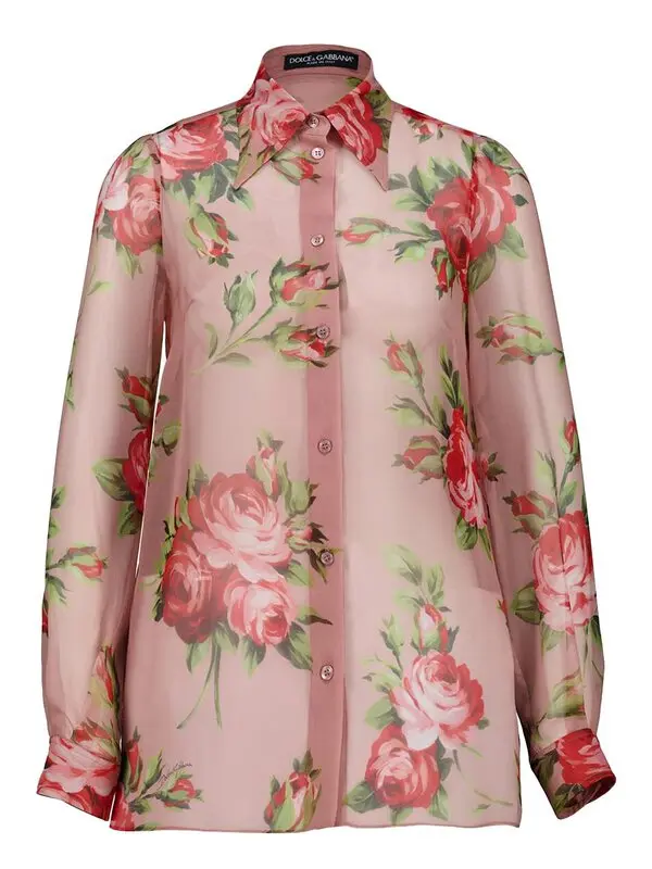 Dolce & Gabbana Rose Bouquet Silk Shirt - Pink