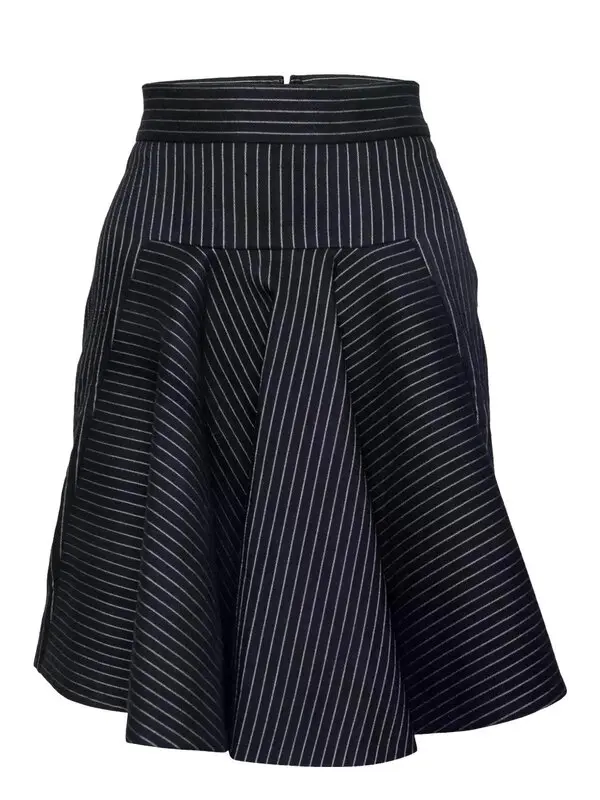 Stella McCartney Striped A-line Midi Skirt - Black