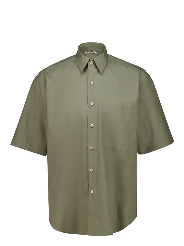Auralee Olive Washed Finx Twill Shirt - Green
