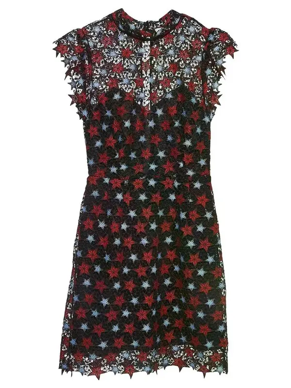 Sandro Star-motif Lace Mini Dress - Black