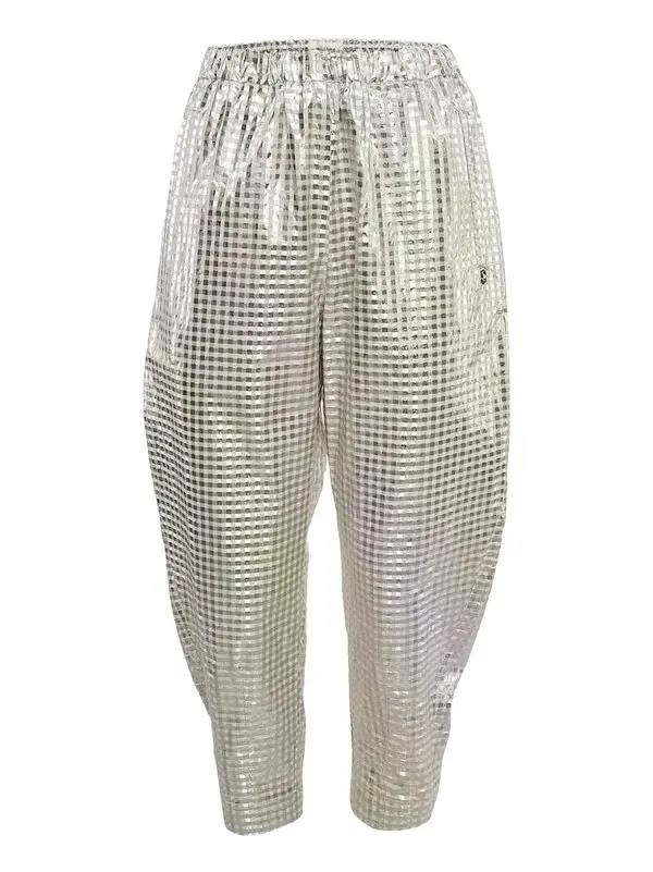 OTTOD'AME Lurex Gingham Trousers - Silver