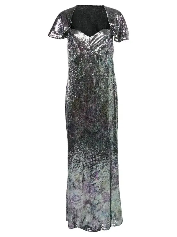 INGIE PARIS Sequinned Sweetheart Neck Dress - Silver