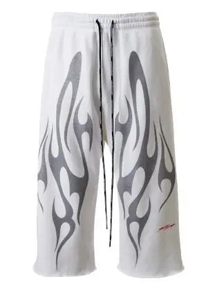 HELLSTAR Tribal Flame 3/4 Shorts - White