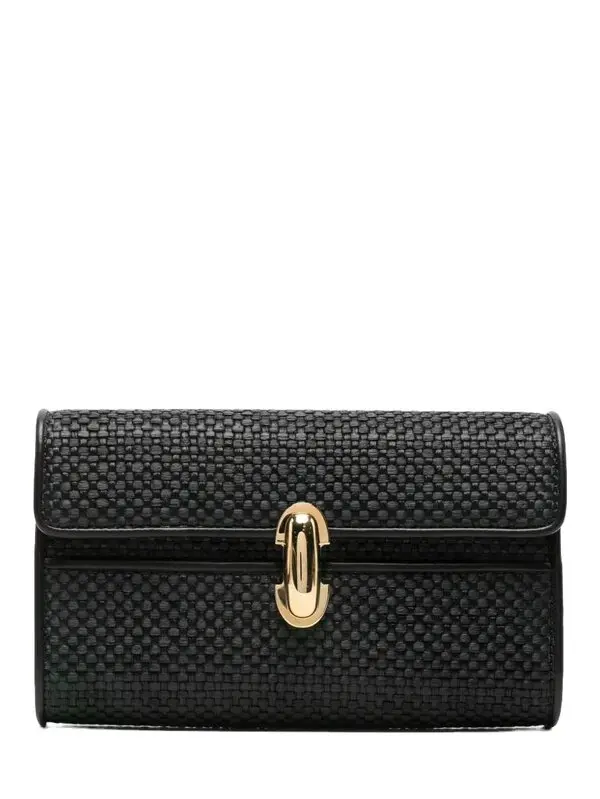 Savette Woven Leather-trim Shoulder Bag - Black