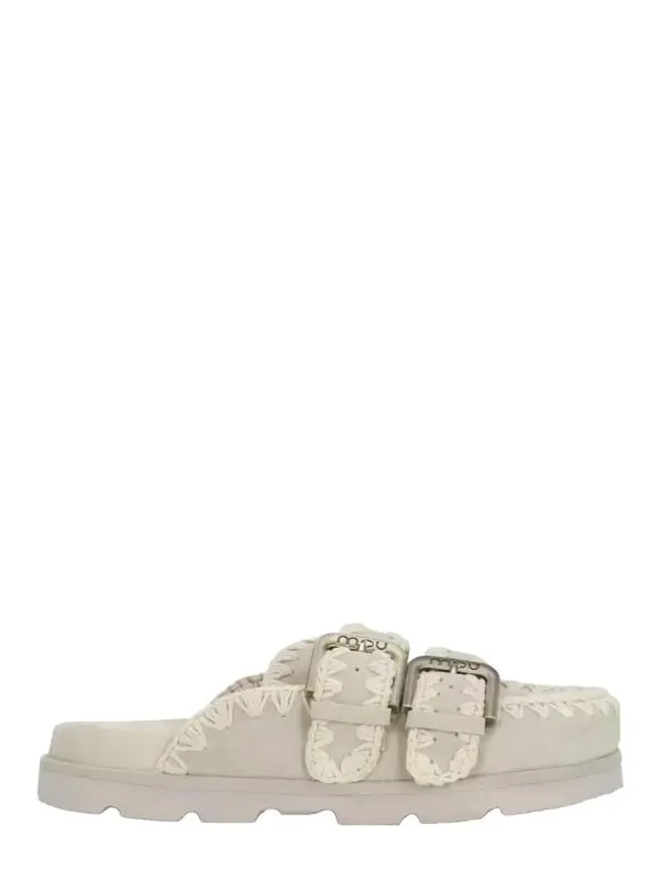 Mou Buckle-fastening Mules - Neutrals