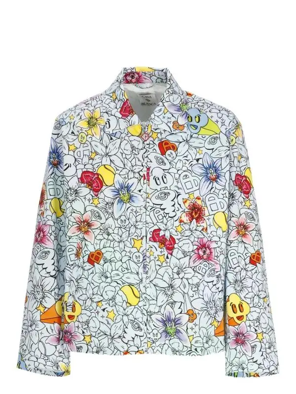 Casablanca Graphic Print Zip-up Jacket - Blue