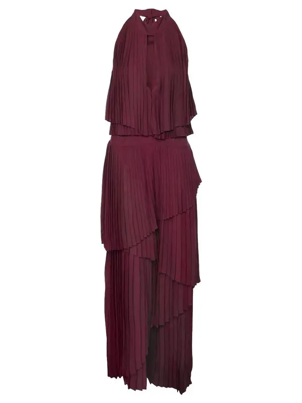 Elie Saab Pleated Halter-neck Dress - Red