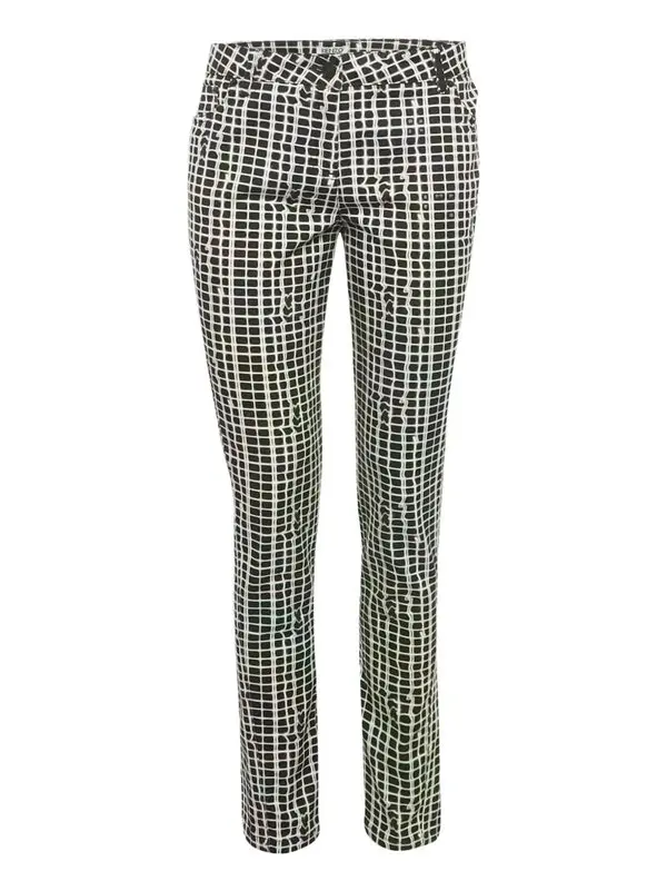 Kenzo Grid-print Straight Leg Trousers - Black