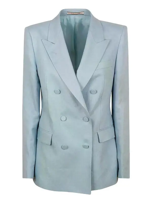 Tagliatore Double-breasted Linen Jacket - Blue