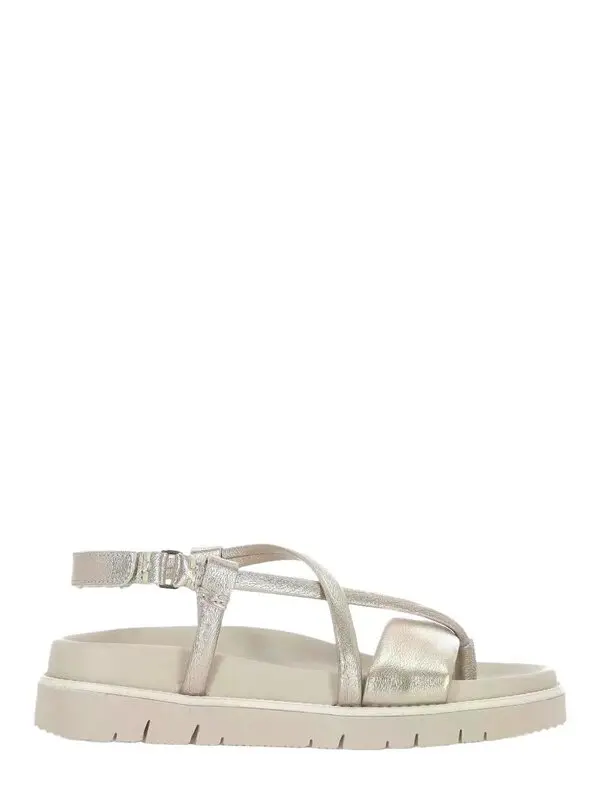 PATRIZIA BONFANTI Yasu Crossover Strap Metallic Sandals - Neutrals