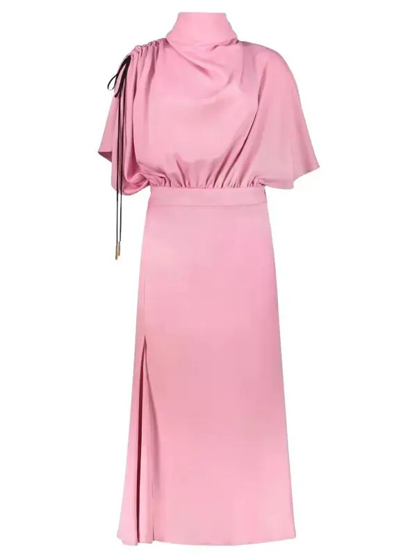 ELLERY Draped Collar Side Slit Midi Dress - Pink