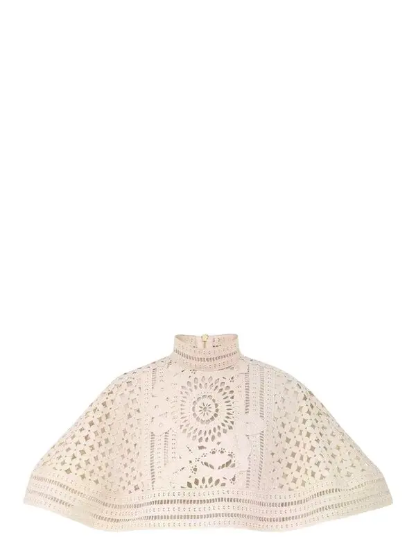 Zimmermann Indra Embroidered Cape - Neutrals
