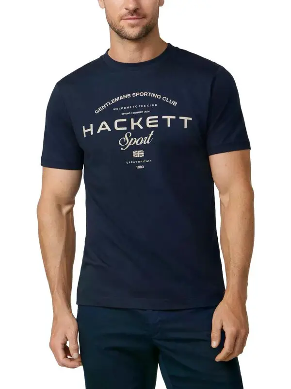 HACKETT Logo-print Cotton T-shirt - Blue