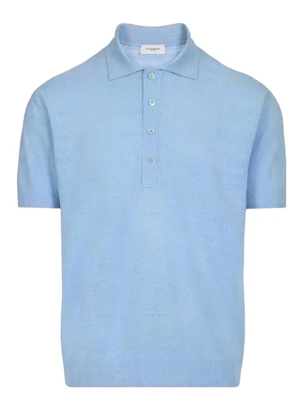 PAOLO PECORA Silk Bouclé Polo Shirt - Blue