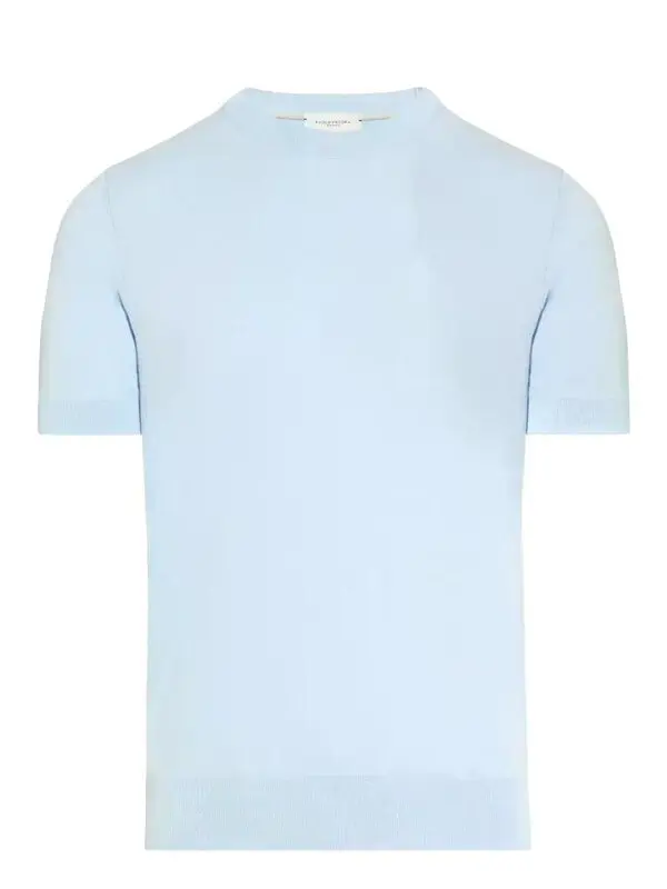 PAOLO PECORA Short-sleeve Cotton Sweater - Blue