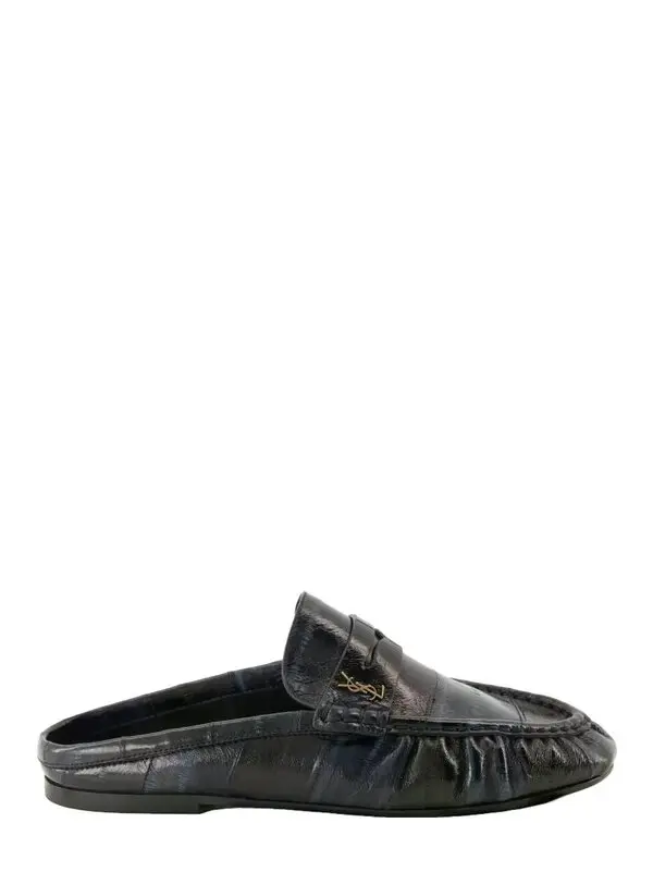 Saint Laurent Cassandre Eel-leather Mules - Blue