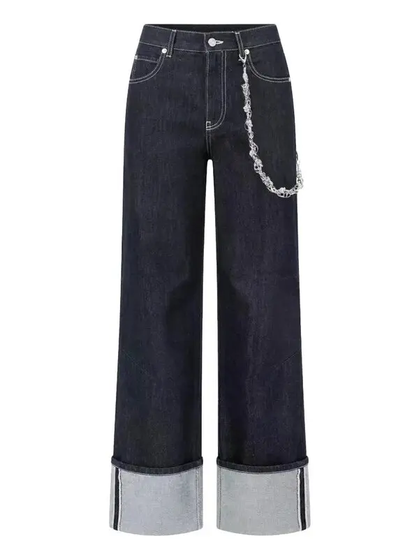 CIRCUS HOTEL Chain-detail Turn-up Jeans - Blue
