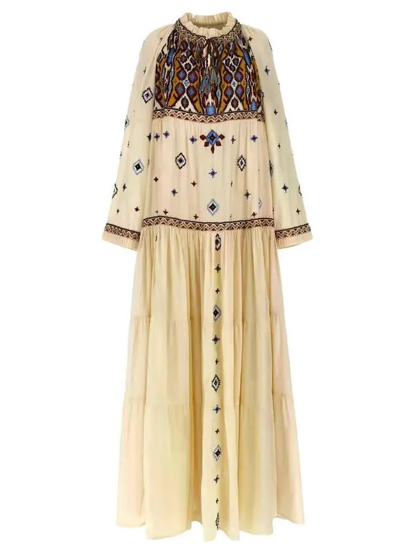 FORTELA Arsia Embroidered Maxi Dress - Neutrals